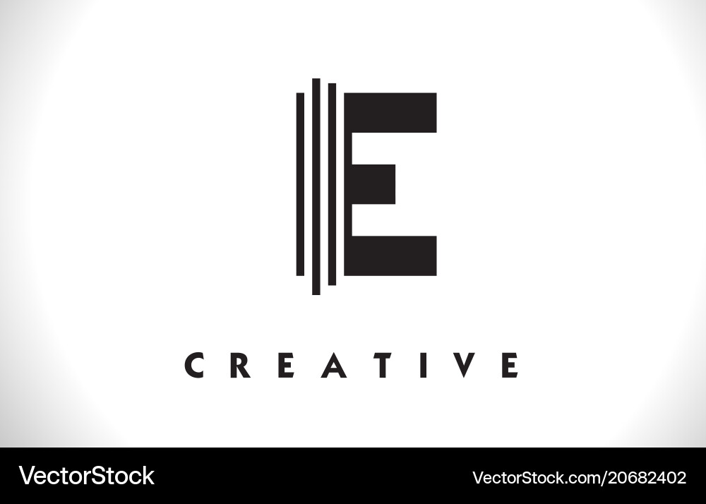 E logo letter with black lines design line letter Vector Image