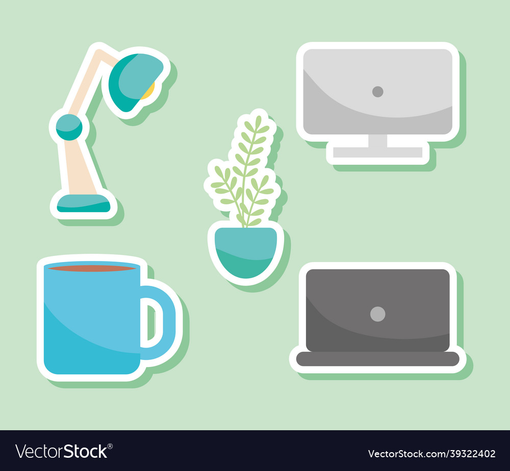 Office elements icon set Royalty Free Vector Image