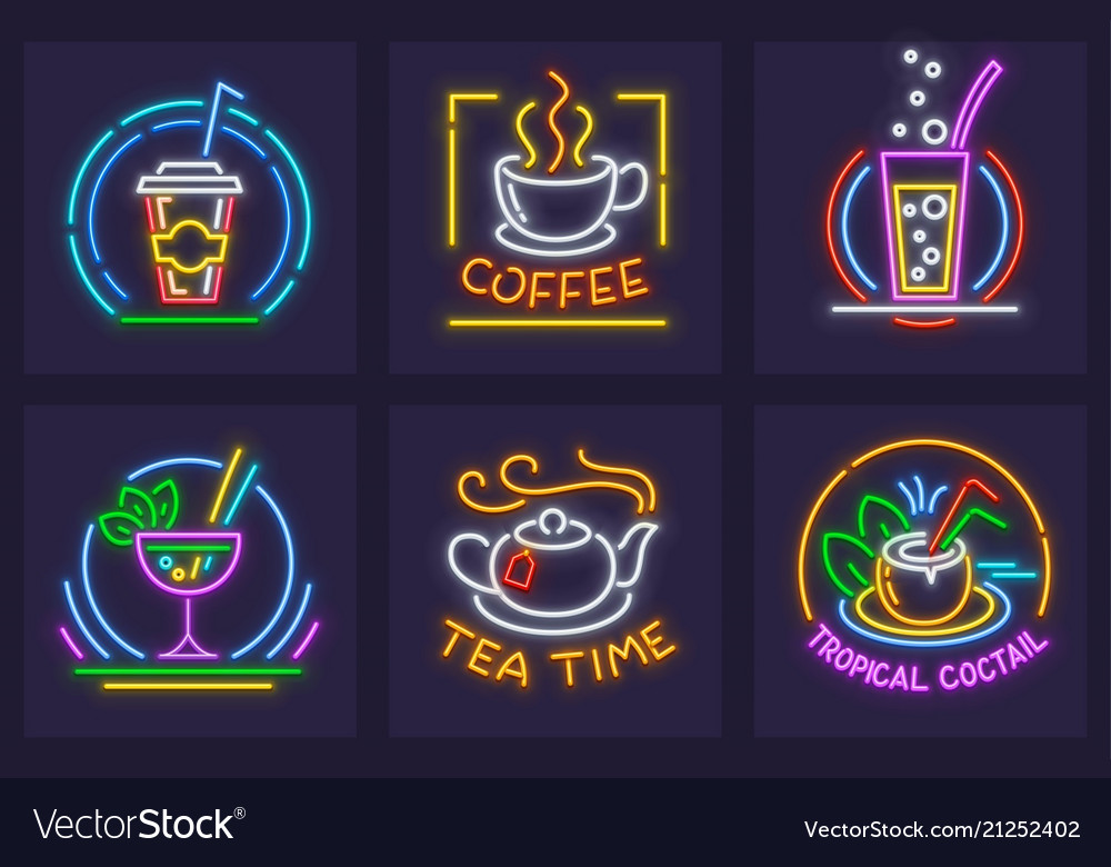 Set neon icons Royalty Free Vector Image - VectorStock Set neon icons Royalty Free Vector Image - VectorStock
