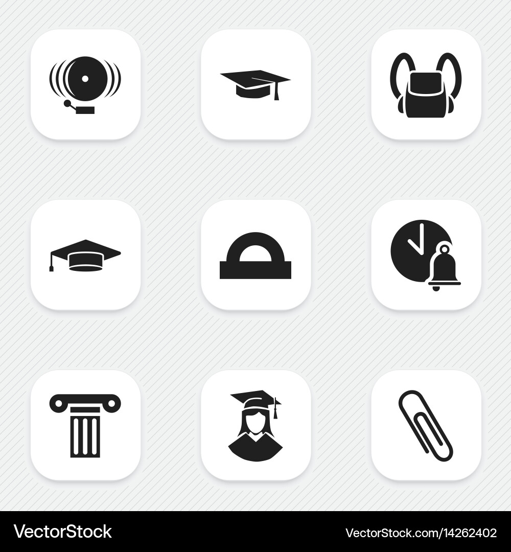 Set of 9 editable university icons includes Vector Image