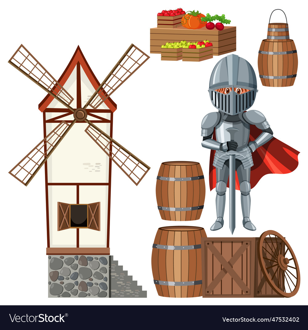 Set of medieval object Royalty Free Vector Image