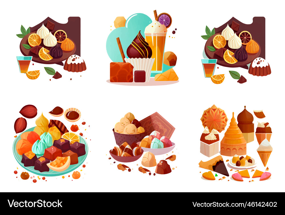 Set of muslim sweets ramadan Royalty Free Vector Image