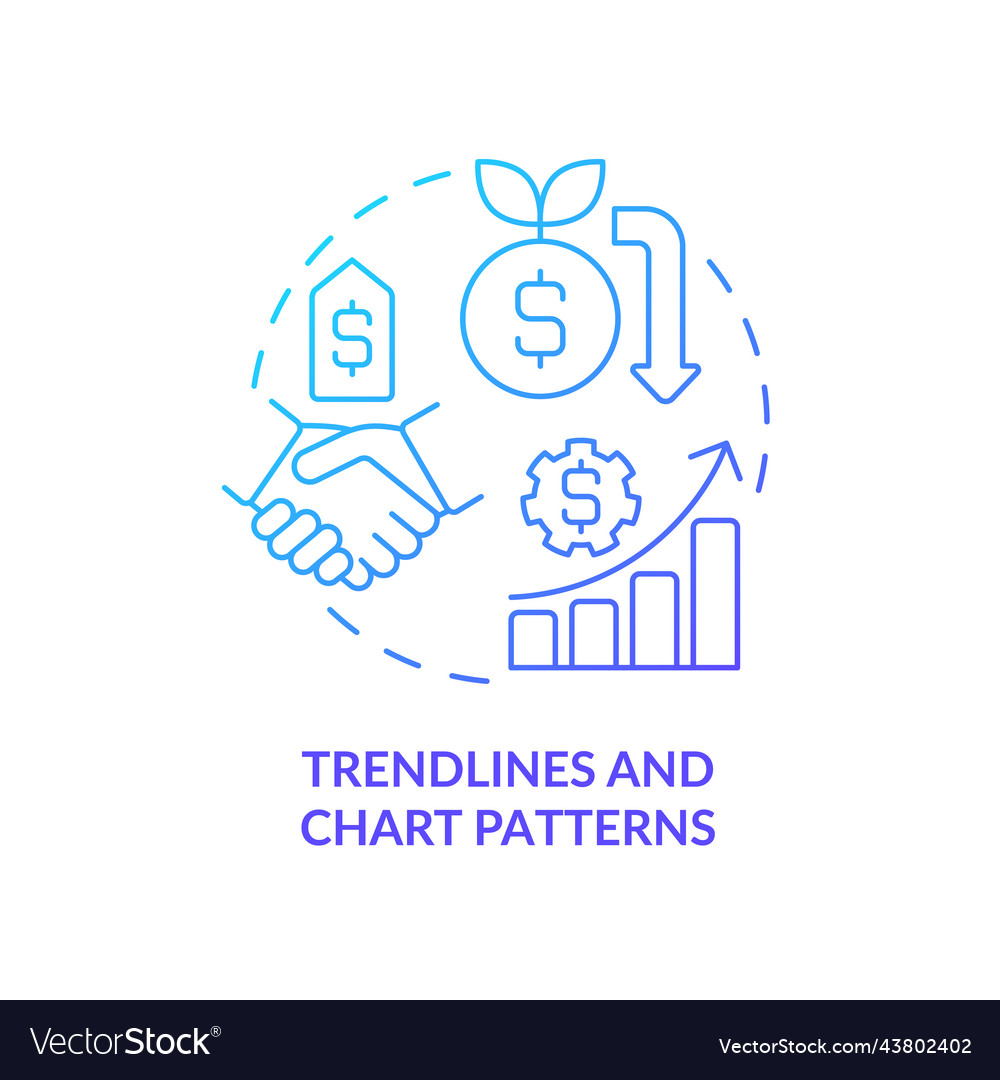 Trendlines and chart patterns blue gradient Vector Image