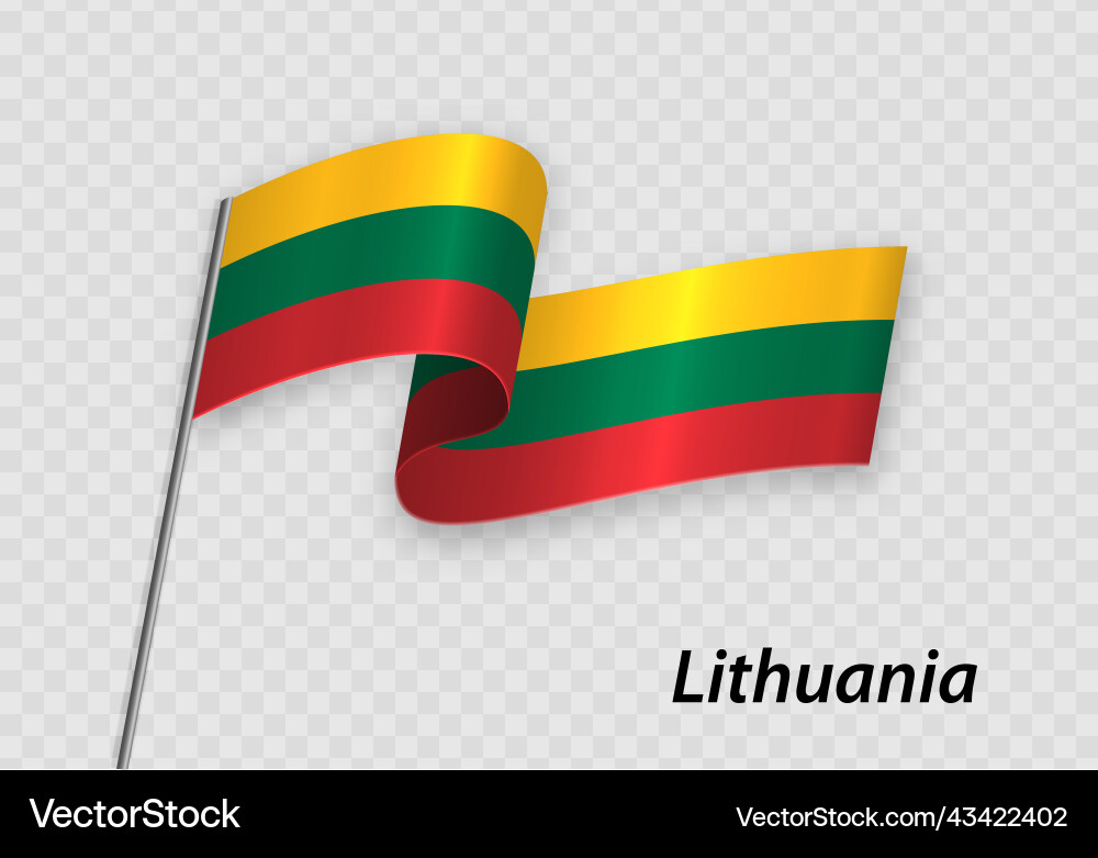 Waving flag of lithuania on flagpole template Vector Image