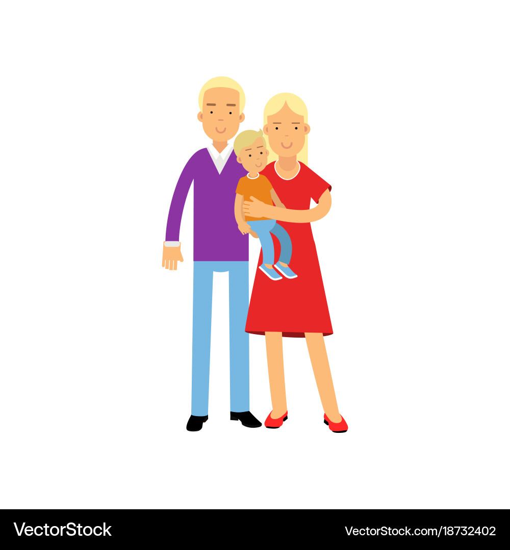 Young parents posing with their little son Vector Image