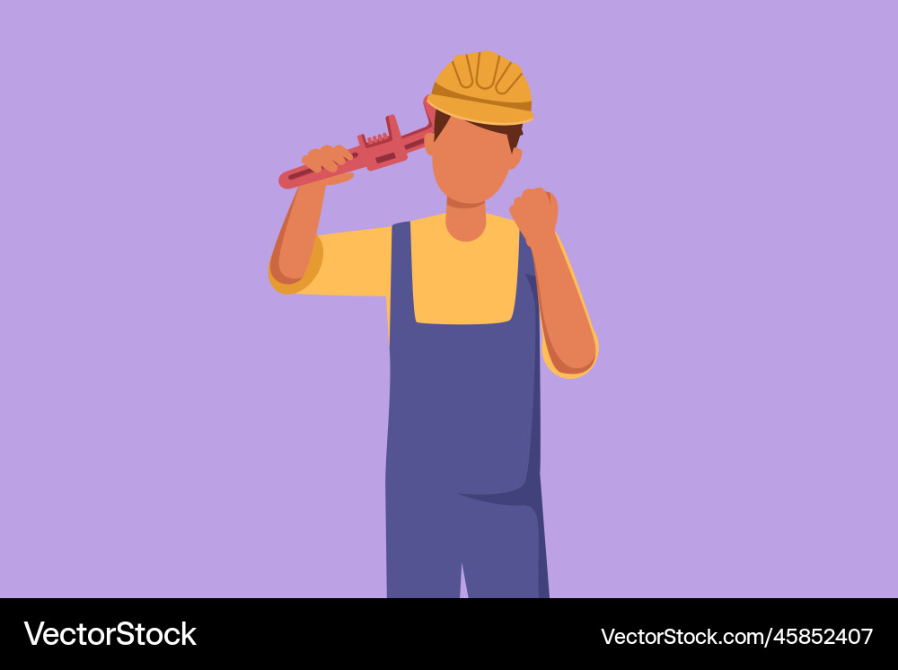 Character flat drawing male plumber holding Vector Image