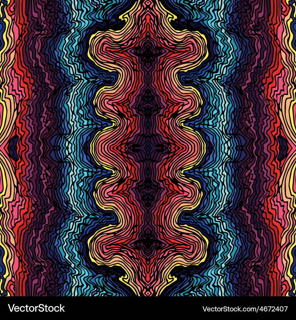 Colorful seamless waves hand-drawn pattern Vector Image