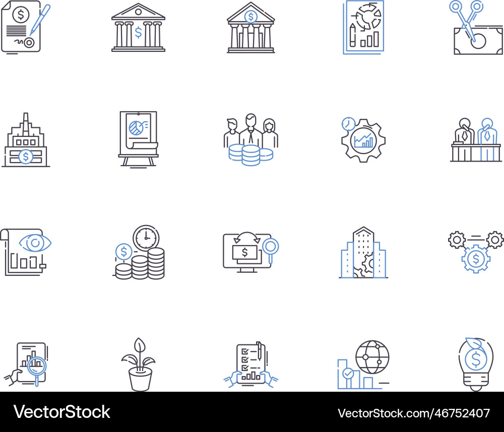 Commerce outline icons collection trade Royalty Free Vector