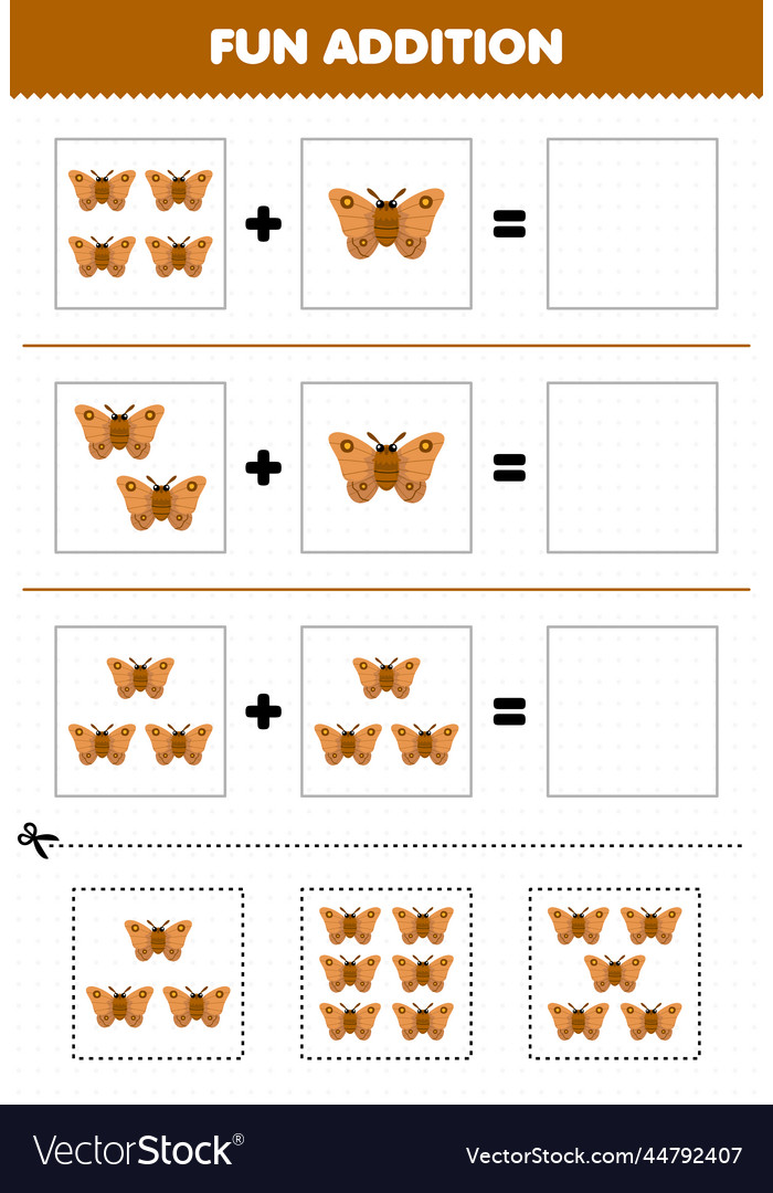 Education game for children fun addition by cut Vector Image