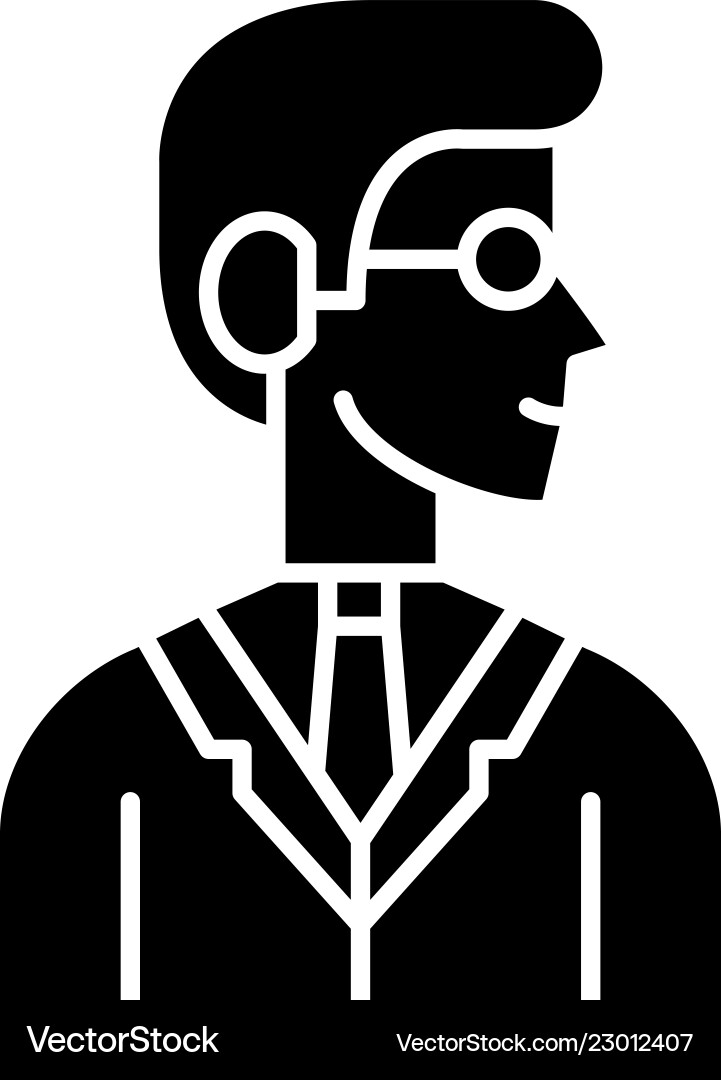 Employee black icon sign on isolated Royalty Free Vector