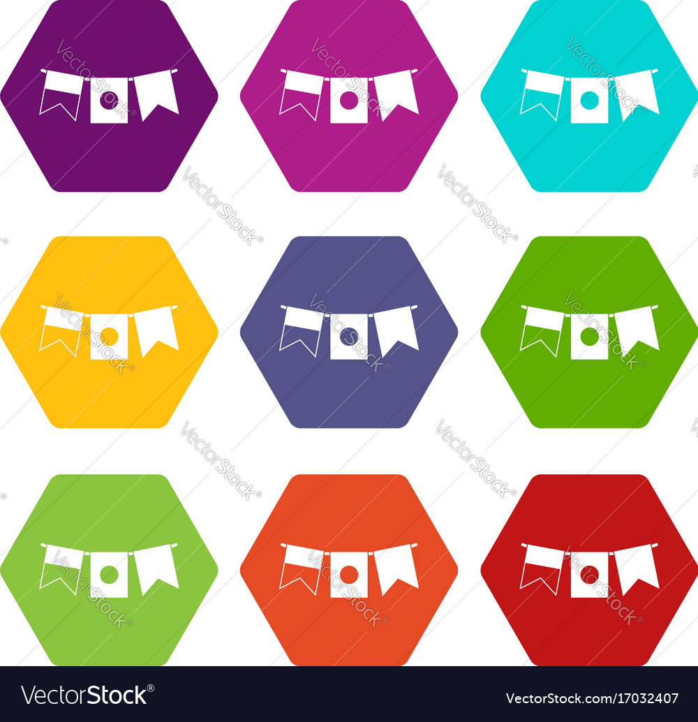 Flags icon set color hexahedron Royalty Free Vector Image
