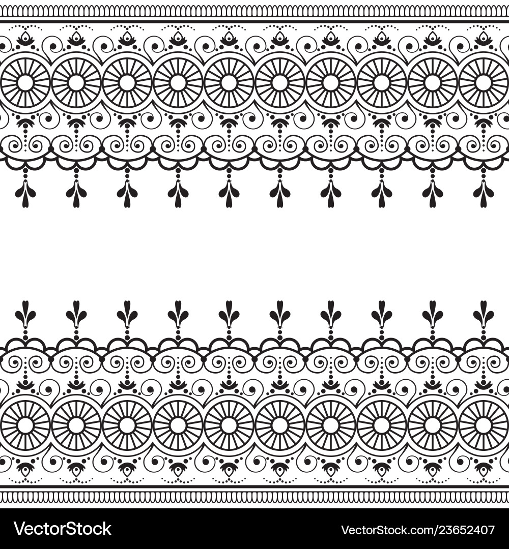 Indian mehndi henna line lace element with Vector Image