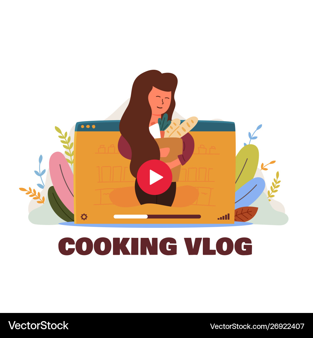 Informational poster inscription cooking vlog flat