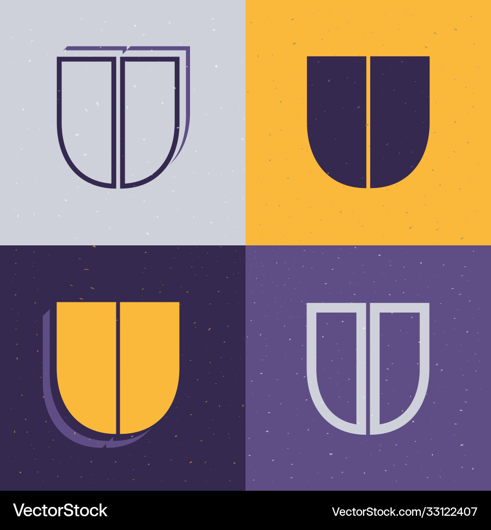 Letter u stencil logo set Royalty Free Vector Image