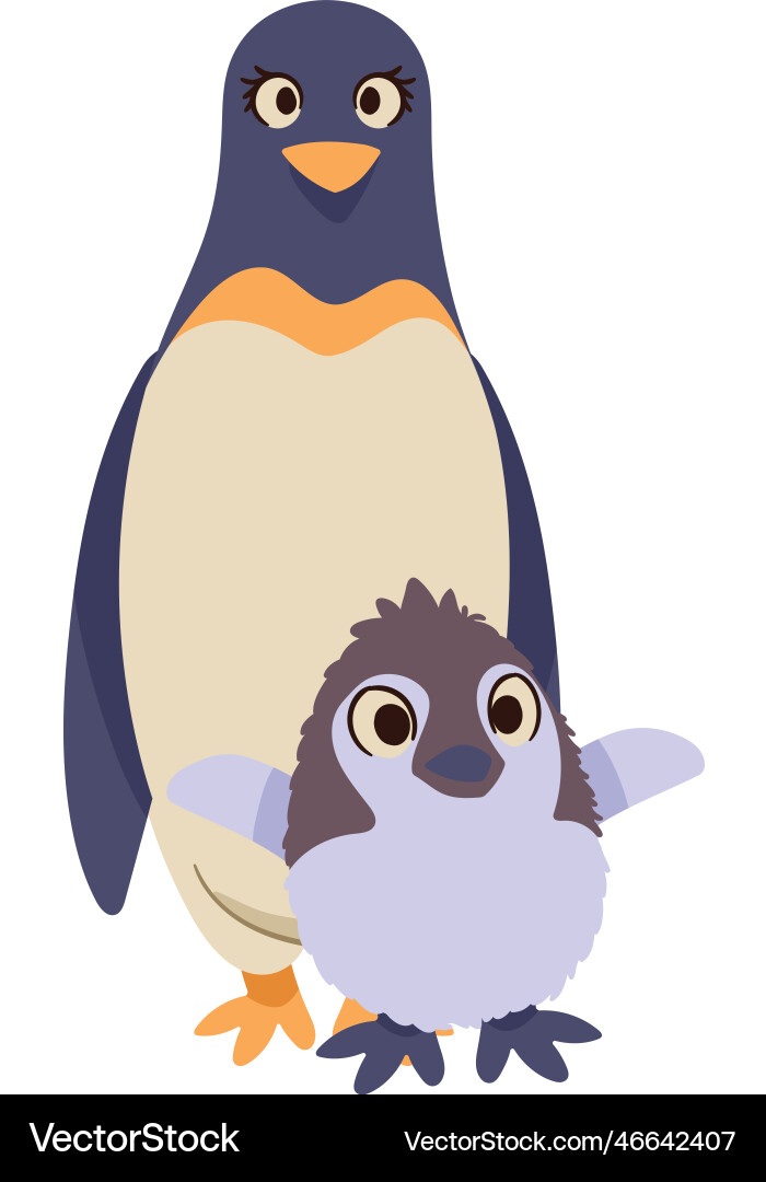 Penguin mother with baby Royalty Free Vector Image