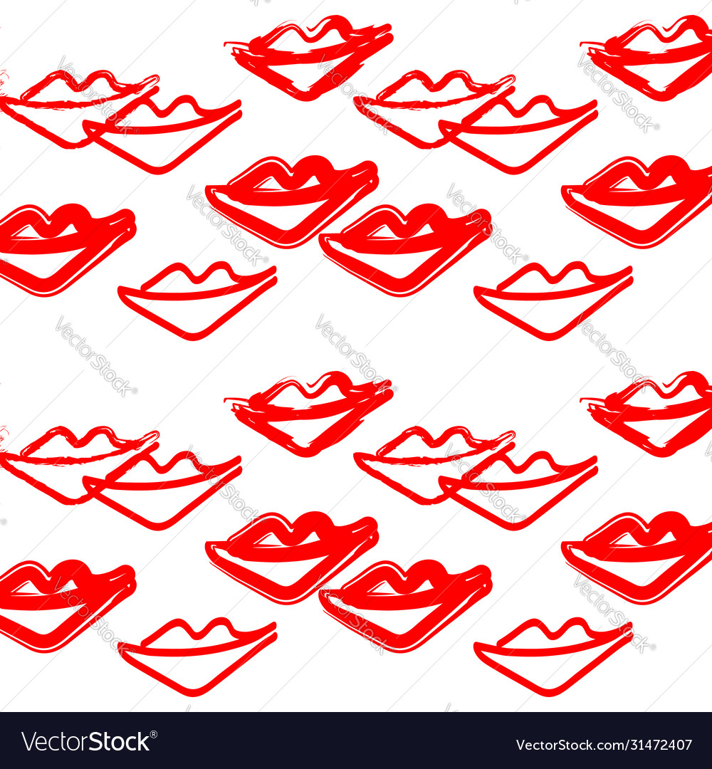 Seamless pattern with red lips Royalty Free Vector Image