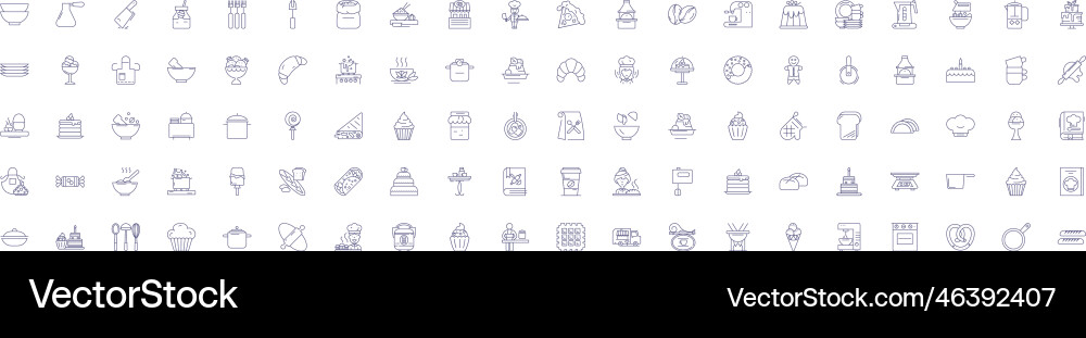 Smart kitchen line icons signs set design Vector Image
