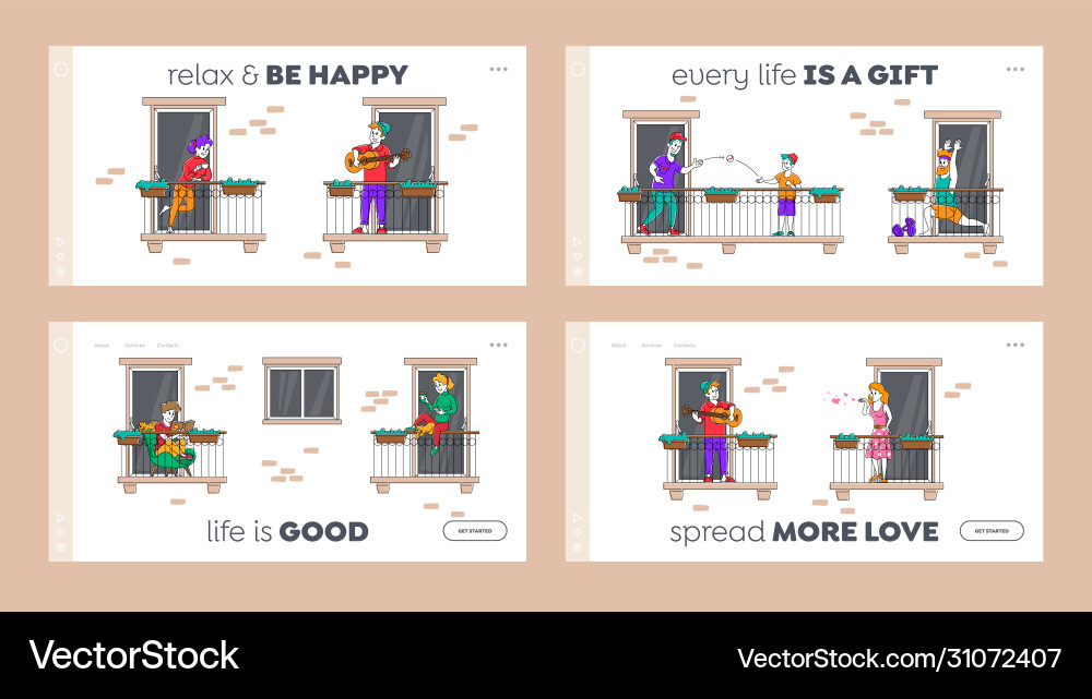Stay home quarantine isolation landing page Vector Image