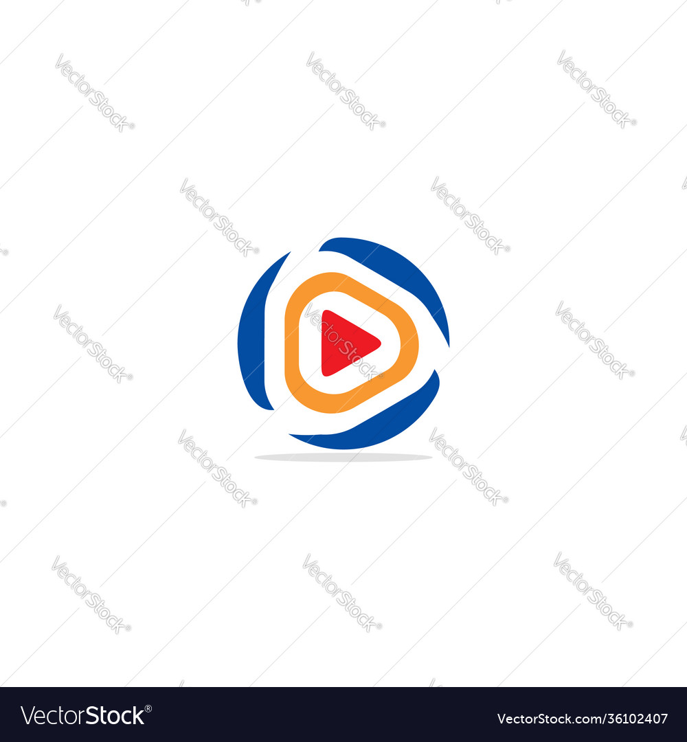 Triangle play round logo Royalty Free Vector Image