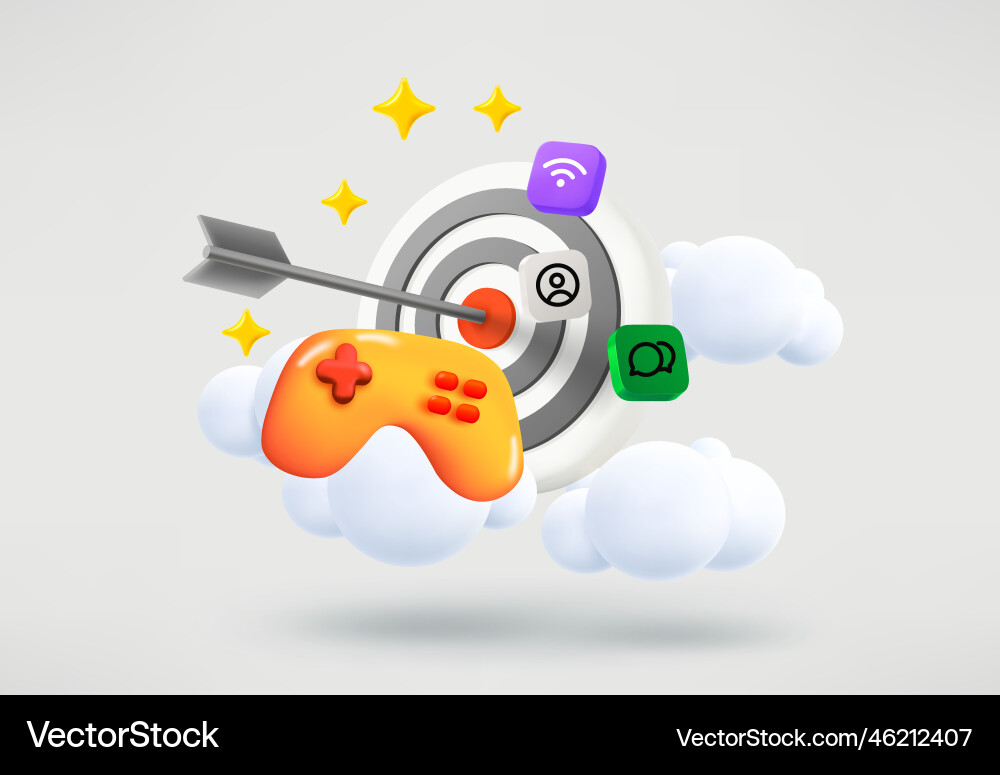 Video game concept with darts and gamepad 3d Vector Image