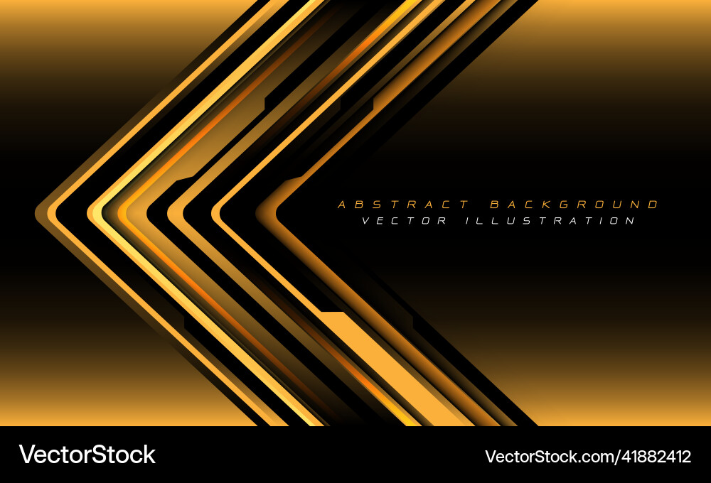 Abstract yellow metallic arrow cyber technology Vector Image