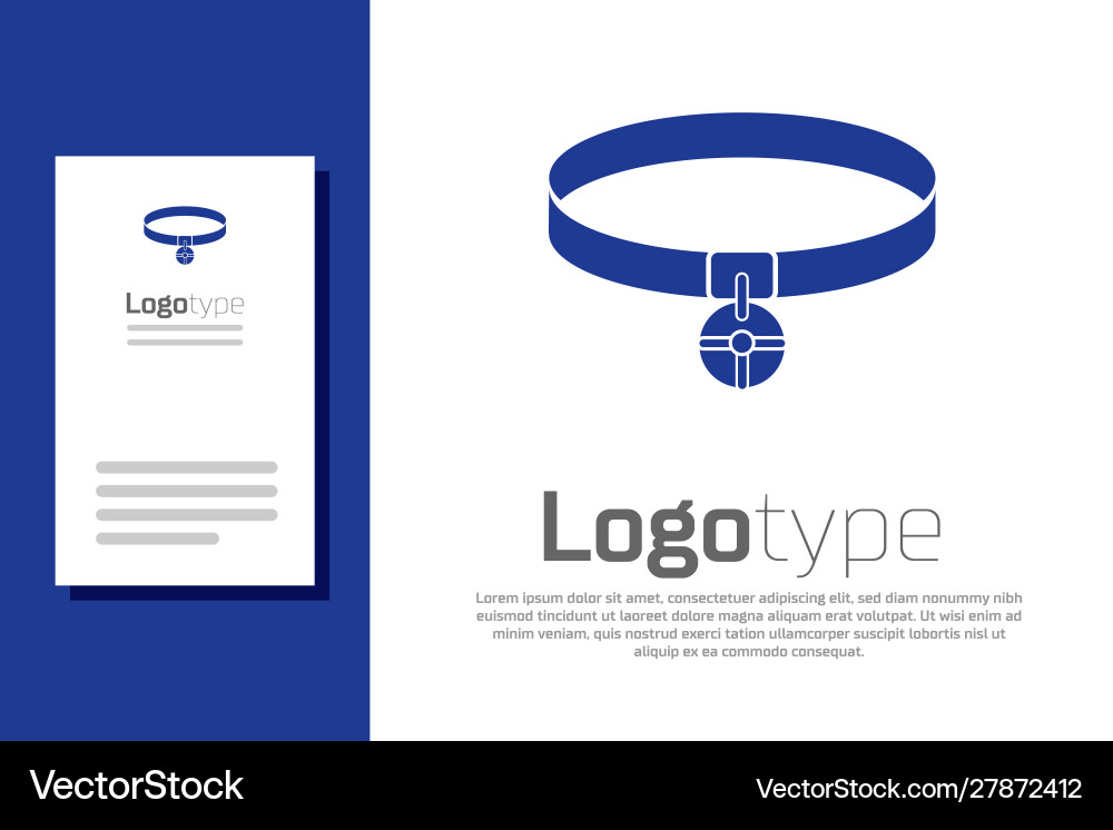 Blue collar with name tag icon isolated on white Vector Image