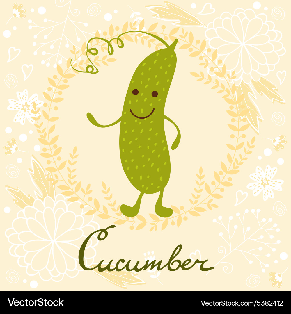 Cute sweet cucumber character Royalty Free Vector Image