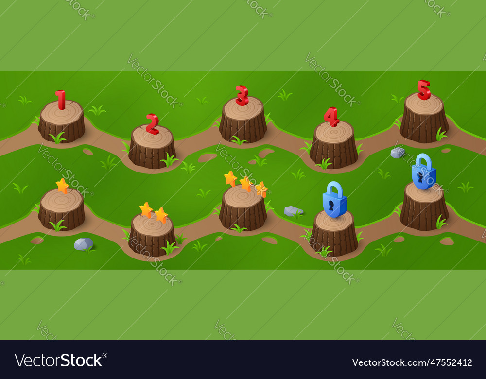 Game level indicator to select on map ui interface