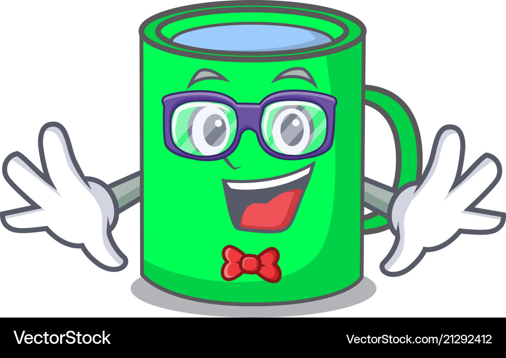Geek mug character cartoon style Royalty Free Vector Image