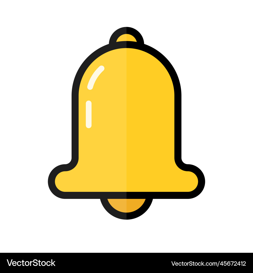 Glossy bell icon or reminder and notification icon