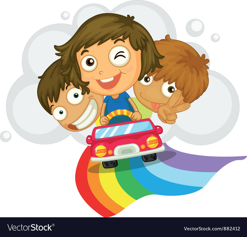 Kids in a car Royalty Free Vector Image - VectorStock