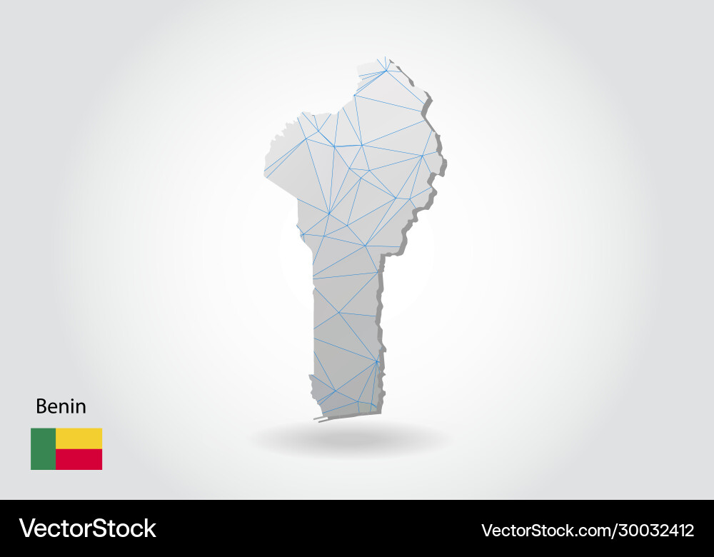 Map benin with trendy triangles design Royalty Free Vector