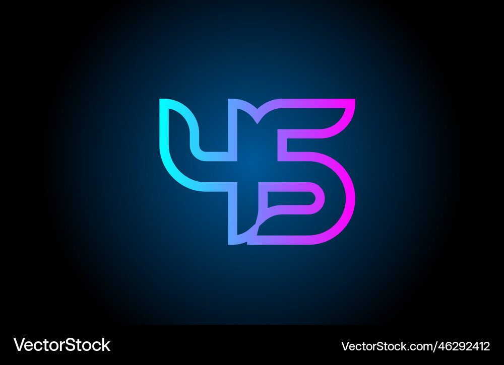 Pink line 45 number logo icon design creative Vector Image