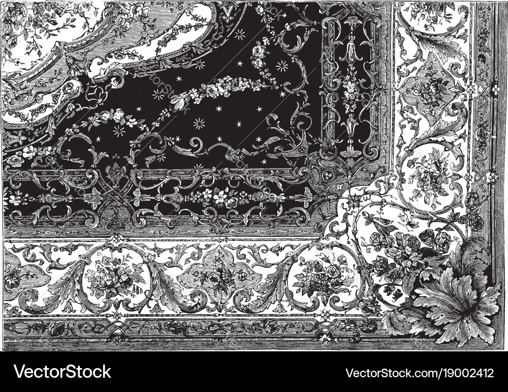 Rug is designed with a double border and floral Vector Image