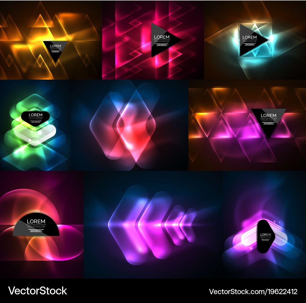 Set of glowing neon light effects digital Vector Image