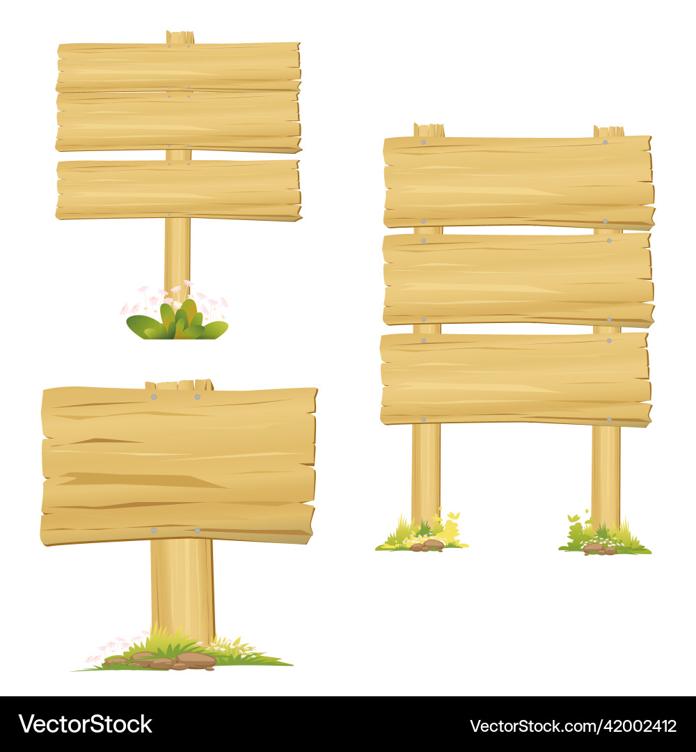Wooden signboard on white background set Vector Image