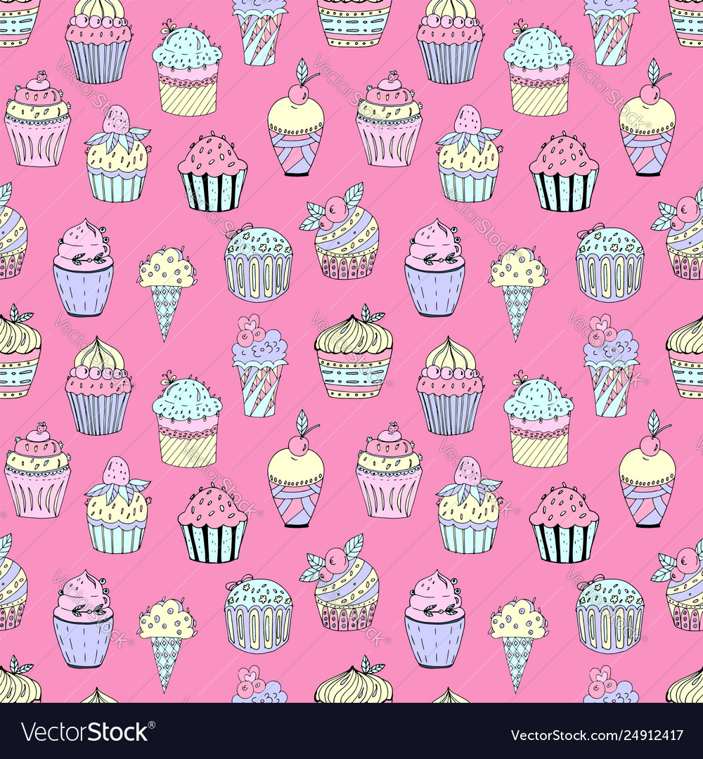 A seamless pattern cakes Royalty Free Vector Image
