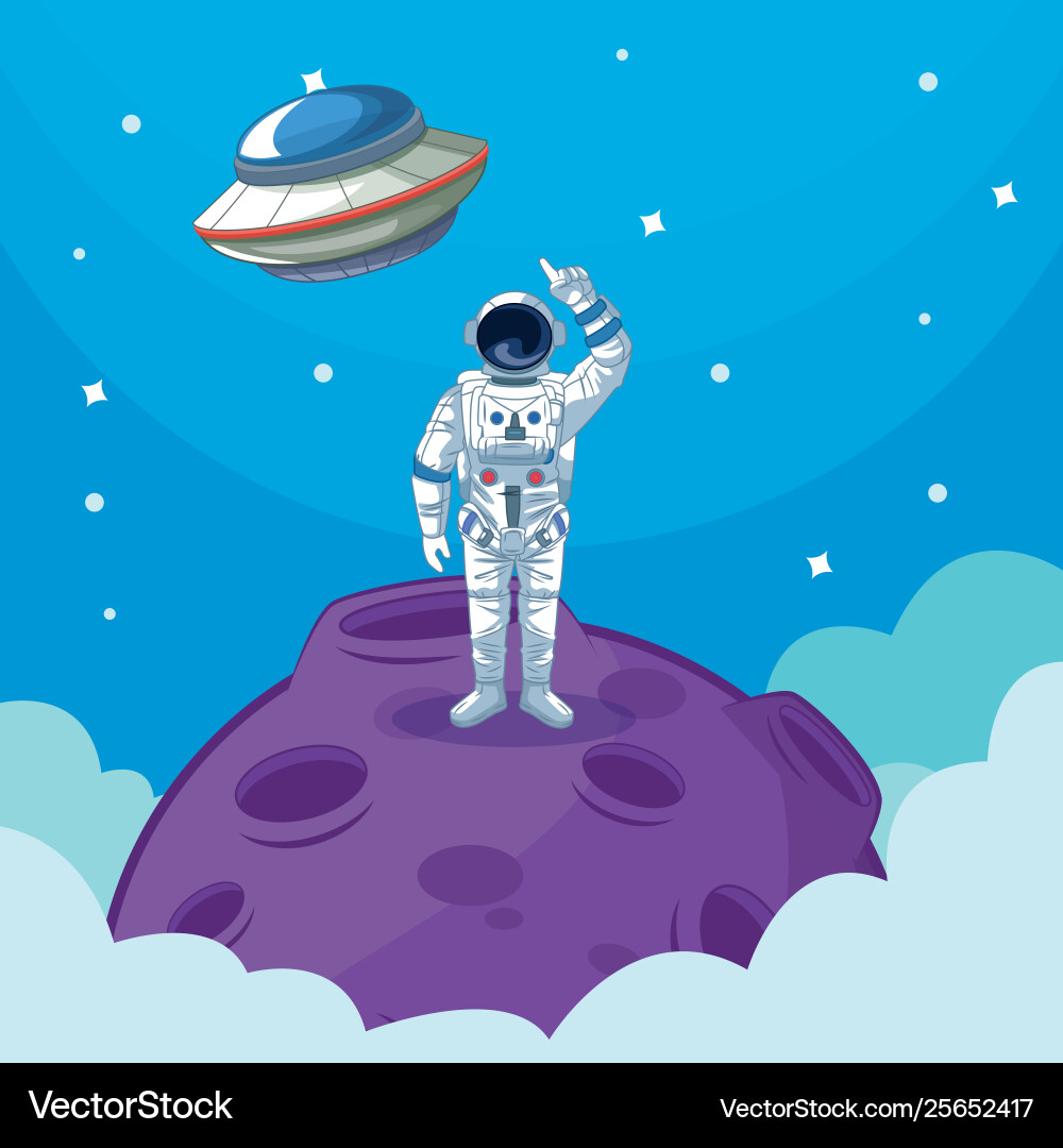 Astronaut in galaxy cartoon Royalty Free Vector Image