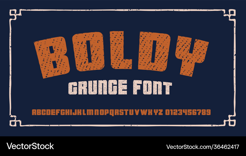 Bold grunge font in retro style Royalty Free Vector Image