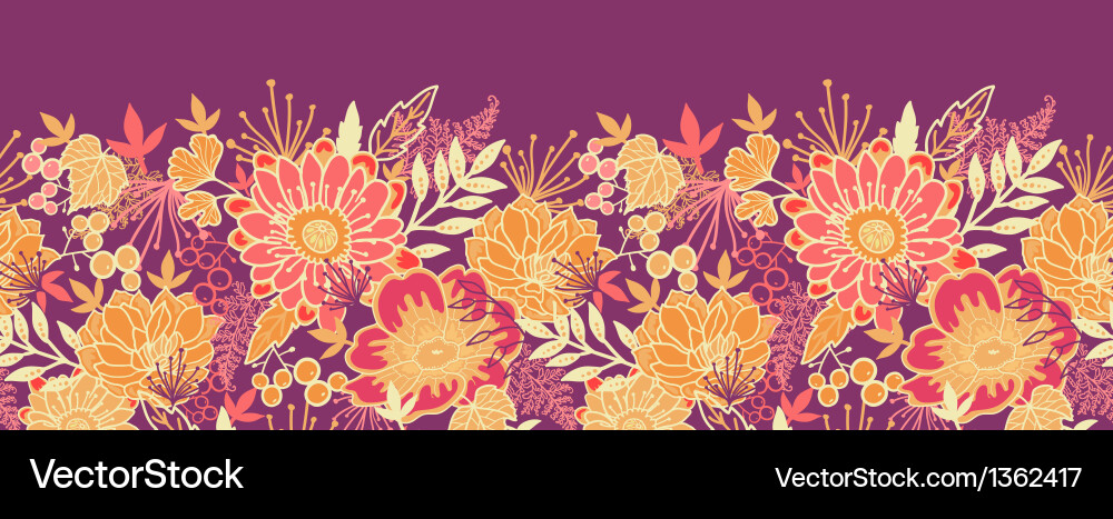 Fall flowers and leaves horizontal seamless Vector Image