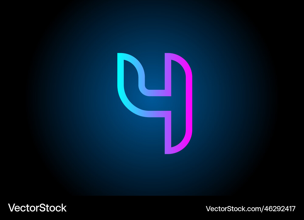 Pink line 4 number logo icon design creative Vector Image