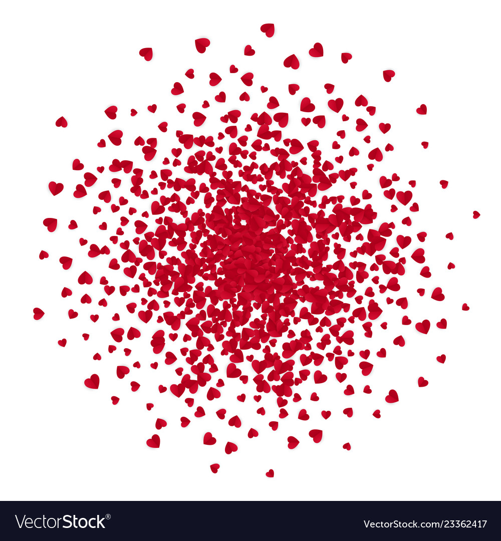 Red paper hearts confetti isolated on white Vector Image