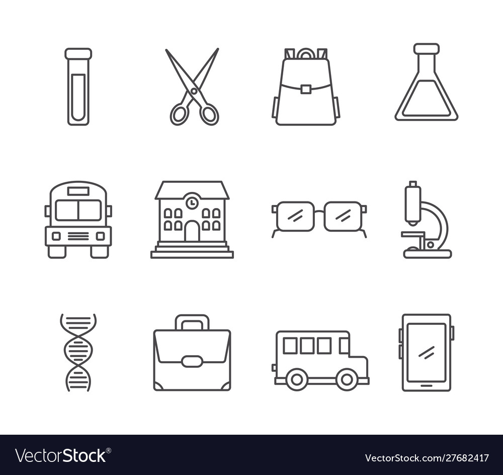 School and education icons set line style Vector Image