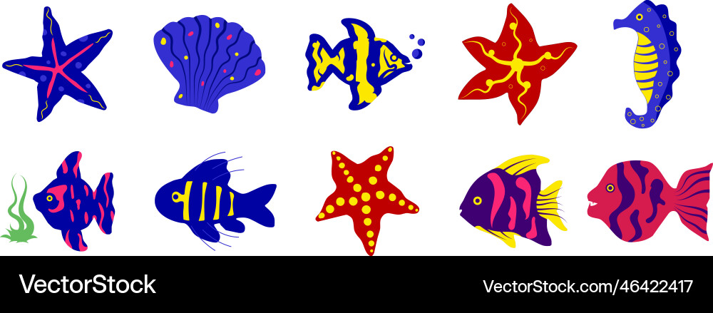 Sea creature collection Royalty Free Vector Image