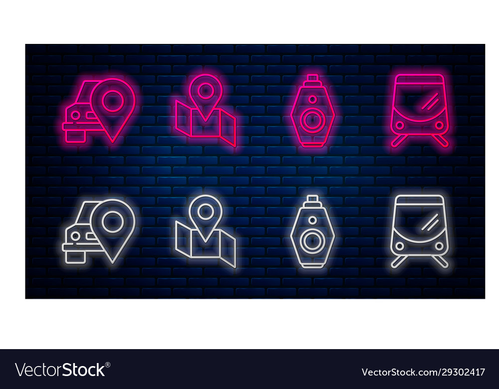 Set line folded map with location marker car key Vector Image