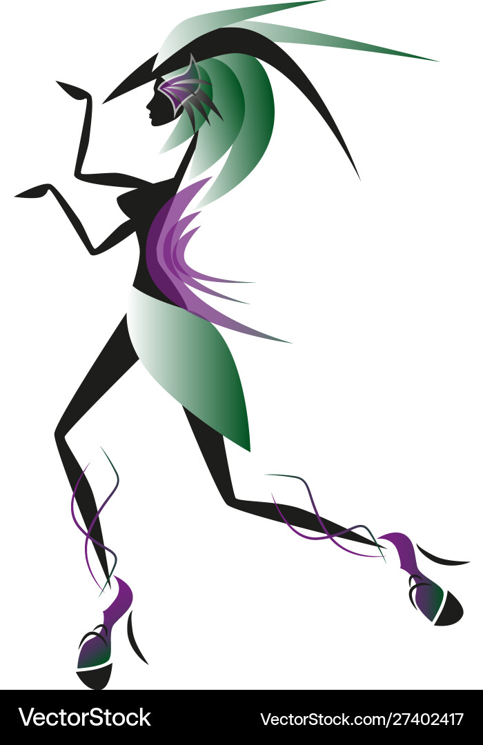 Stylized elegant woman dancing isolated icon Vector Image