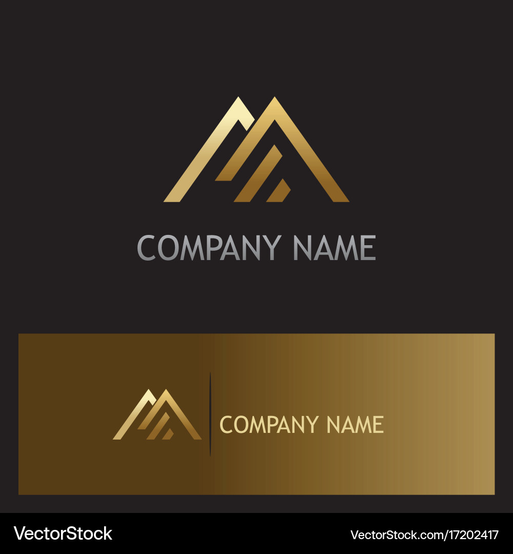 Triangle line gold company logo Royalty Free Vector Image