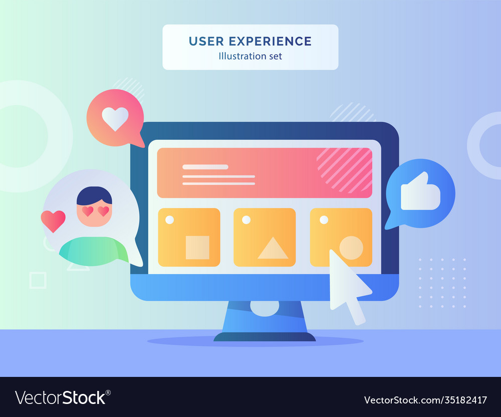 User experience set wireframe ui on computer Vector Image
