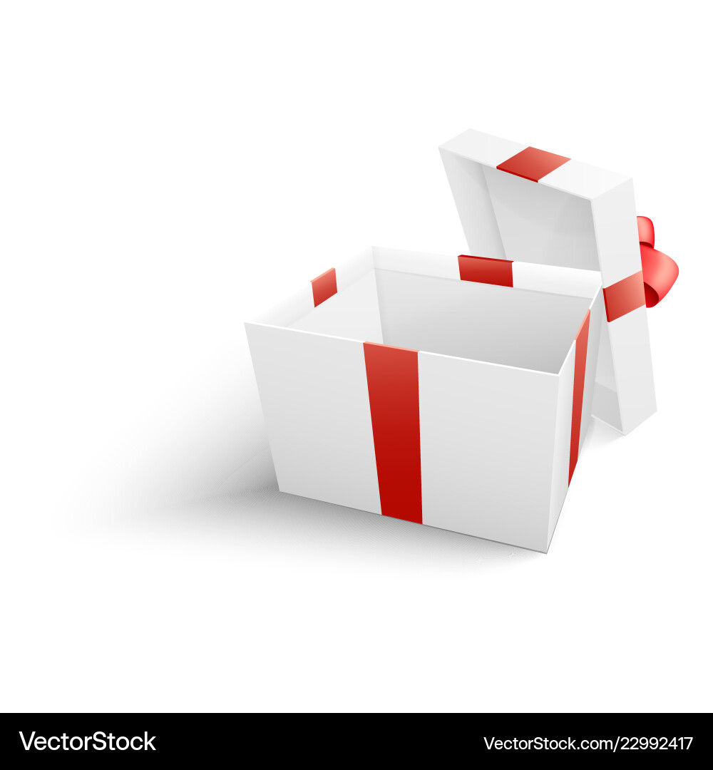 White gift box with red ribbon and bow Royalty Free Vector