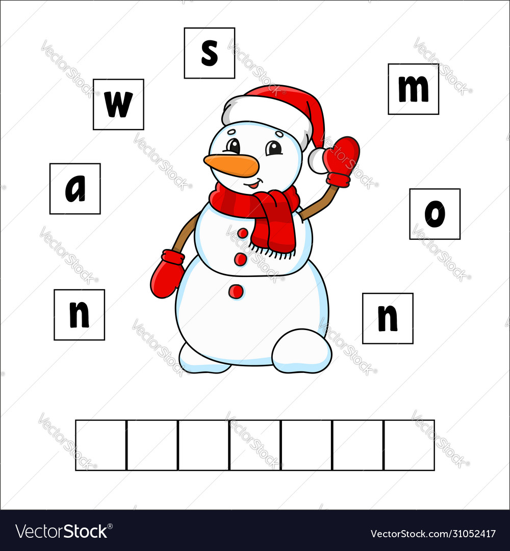 Words puzzle snowman education developing Vector Image